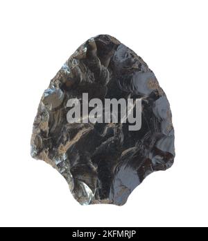 Neolithic obsidian arrowhead on white background Stock Photo - Alamy