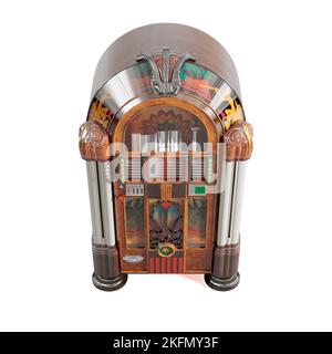 Retro jukebox, front view. 3D rendering isolated on white background ...