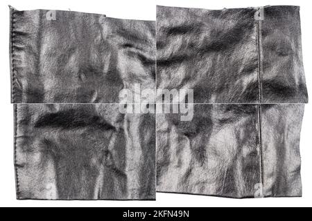 Collection of black leather textures isolated on white background ...