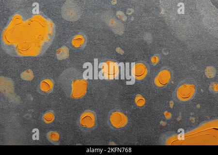 The scattered round orange rust on weathered steel surface Stock Photo ...