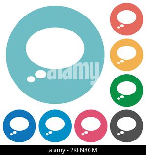 Single oval thought bubble solid flat color icons in square frames on ...