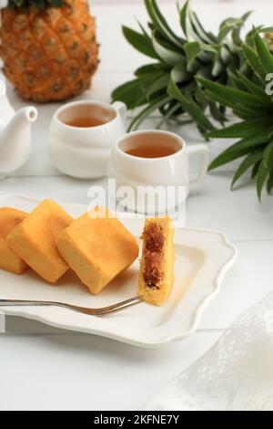 Traditional Taiwanese pineapple cake pastry with rich filling and ...