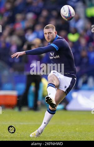 Scotland's Finn Russell converts during the Guinness Men's Six Nations ...