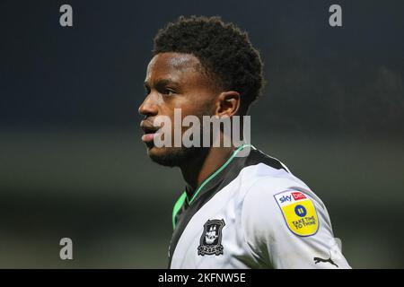Bali Mumba #17 of Plymouth Argyle scores a goal to make it 1-2 during the Sky Bet League 1 match ...