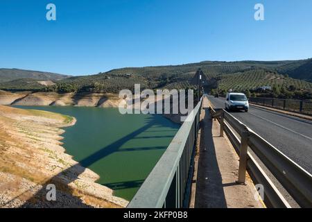 Drought conditions showing 15% water level in Iznajar Embalse, the ...
