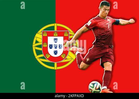 Cristiano Ronaldo and flag of Portugal Stock Photo - Alamy