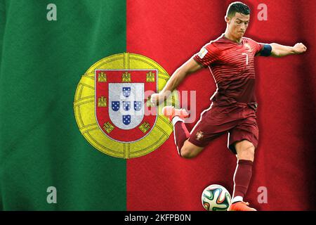 Cristiano Ronaldo and flag of Portugal Stock Photo - Alamy