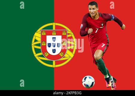 Cristiano Ronaldo and flag of Portugal Stock Photo - Alamy