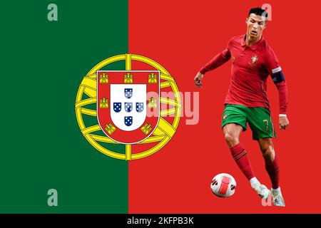 Cristiano Ronaldo and flag of Portugal Stock Photo - Alamy