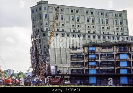 Number 2 grain elevator being demolished in 1983, at the former ...