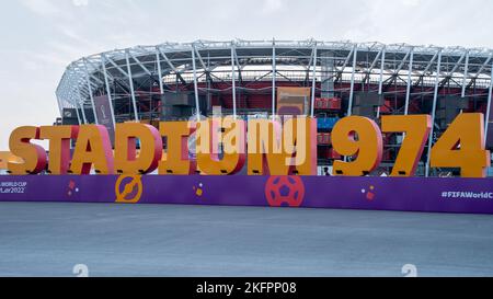 Doha, Qatar- Ocotber 10,2022 :Stadium 974 is a football stadium in Ras ...