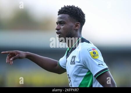 Bali Mumba #17 of Plymouth Argyle scores a goal to make it 1-2 during the Sky Bet League 1 match ...