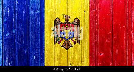 Flag and coat of arms of Moldova on a textured background. Concept ...