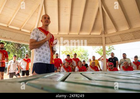 Spanish Army Lt. Col. Sergio Martín Gallego (left), Spanish Patriot ...
