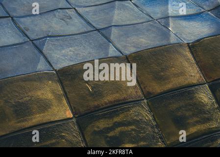 A closeup of the cladding of New Stage National Theater in Prague ...