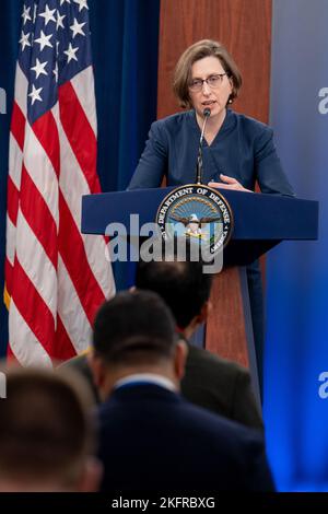 Deputy Assistant to the Secretary of Defense (RUE) Laura Cooper answers ...