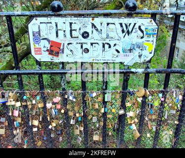 The new steps Edinburgh, Scotland, UK is a point for padlock love ...