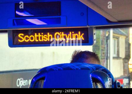Scottish citylink bus stopping sign lit up Stock Photo - Alamy