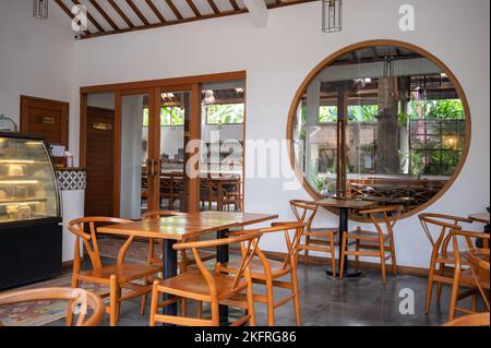 Beautiful interior of Bali style cafe in Ubud, Bali, Indonesia Stock ...
