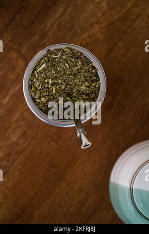 Close-up of matero with argentine mate herb. Concept of South American ...