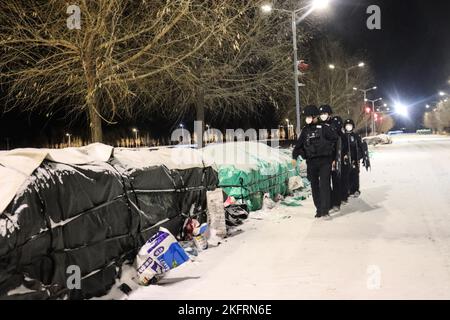 ALTAY, CHINA - NOVEMBER 19, 2022 - Border police patrol at night in ...