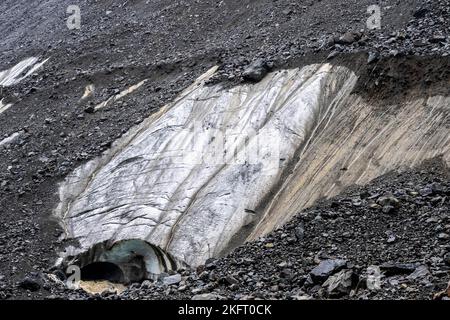 Glacier cave, Val Morteratsch, Morteratsch glacier, Engadine, Grisons ...