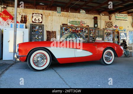 Corvette at the Hackberry General Store on historic Route 66. Kingman ...