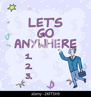 Conceptual caption Let's Go Anywhere. Concept meaning visit new places ...
