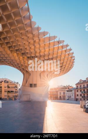 Contemporary symmetrical Metropol Parasol structure under sunny sky of ...