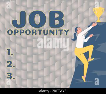 Text sign showing Job Opportunity. Word Written on an opportunity of ...