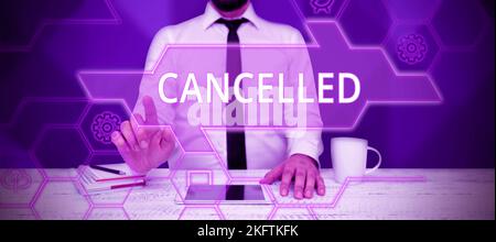 Conceptual display Cancelled. Business overview decide or announce that ...