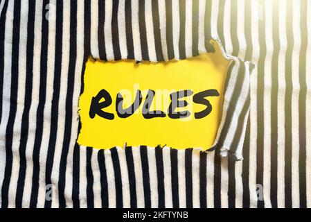 Sign displaying Rules, Business showcase exercise ultimate power ...