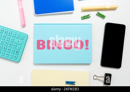 Text showing inspiration Bingo. Conceptual photo game of chance in ...