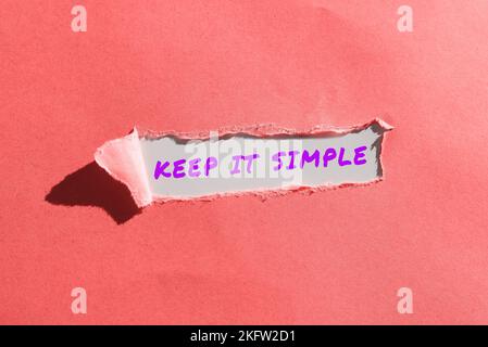 Hand writing sign Keep It Simple. Business overview Easy to toss around ...