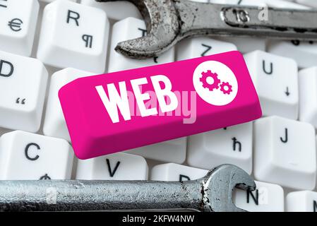 Sign displaying Web. Concept meaning a system of Internet servers that ...