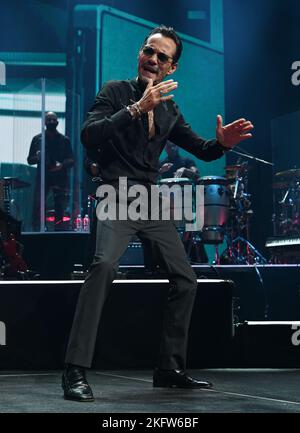 Singer Marc Anthony performs during the dedication ceremony for the ...