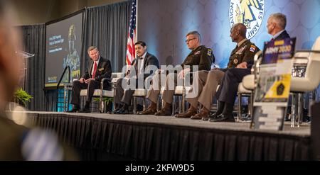 Retired Gen. David Perkins as the moderator; Gen. James Rainey, Army Futures Command commander ...