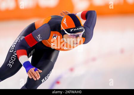 HEERENVEEN, NETHERLANDS - NOVEMBER 20: Marrit Fledderus of The ...