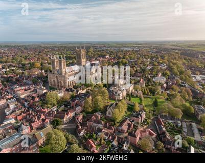 historic aerial view of Grantham town centre taken 1st Nov 1998 Stock ...