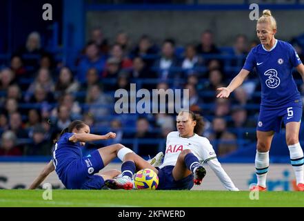 Chelsea’s Jessie Fleming battles with Tottenham Hotspur’s Drew Spence ...