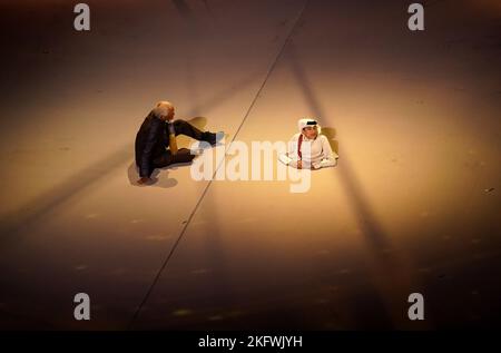 Morgan Freeman and Ghanim al Muftah during the opening ceremony of the ...