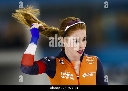 Antoinette Rijpma-de Jong (NED) champion of the women Allround, on the ...