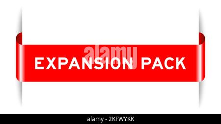 Ribbon label banner with word expansion pack in blue color on white ...