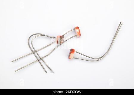 Top view of an LDR (Light Dependent Resistor) on a white background ...