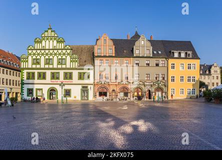 Historic Theater Im Gewolbe building on the market square of Weimar in ...