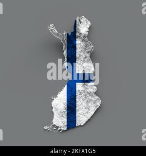 Finland Map Flag Shaded relief Color Height map on white Background 3d ...
