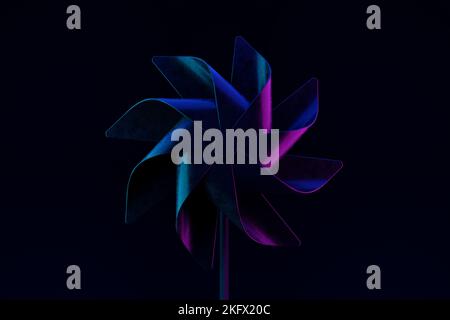 neon pinwheel children's toy, 3d render, panoramic layout Stock Photo ...