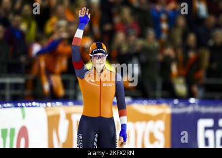 HERENVEEN - Marrit Fledderus (NED) in action on the 500 meters during ...