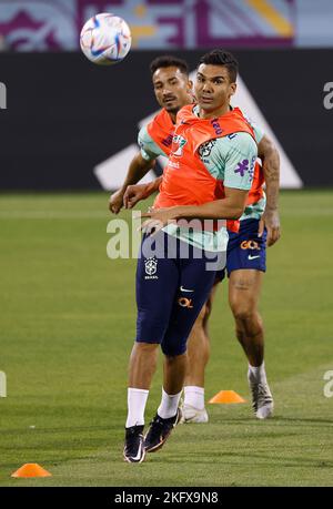 Doha, Catar. 20th Nov, 2022. Striker Neymar Jr during the Training of ...