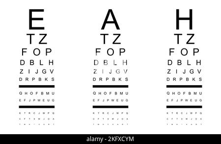 Set of Test visual measure icon, optical chart letter symbol ...